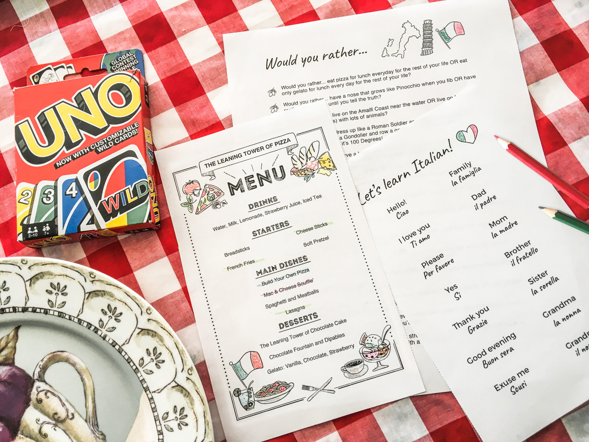 Creating a fun Italian Restaurant experience at home